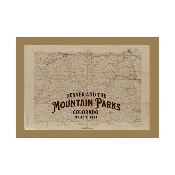 Vintage Topographic Map of Denver Mountain Parks Satin Poster - Colora ...